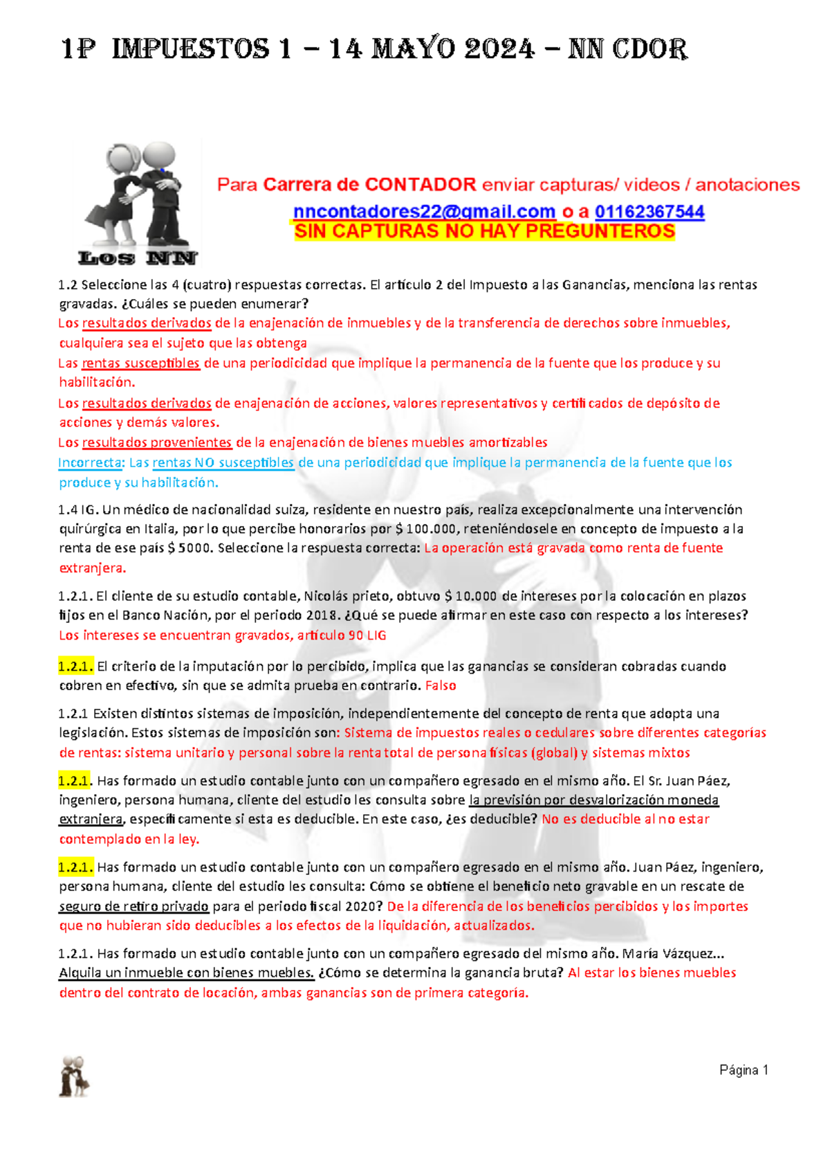 1P Impuestos I 14 mayo 2024 NN CDOR - 1 Seleccione las 4 (cuatro ...