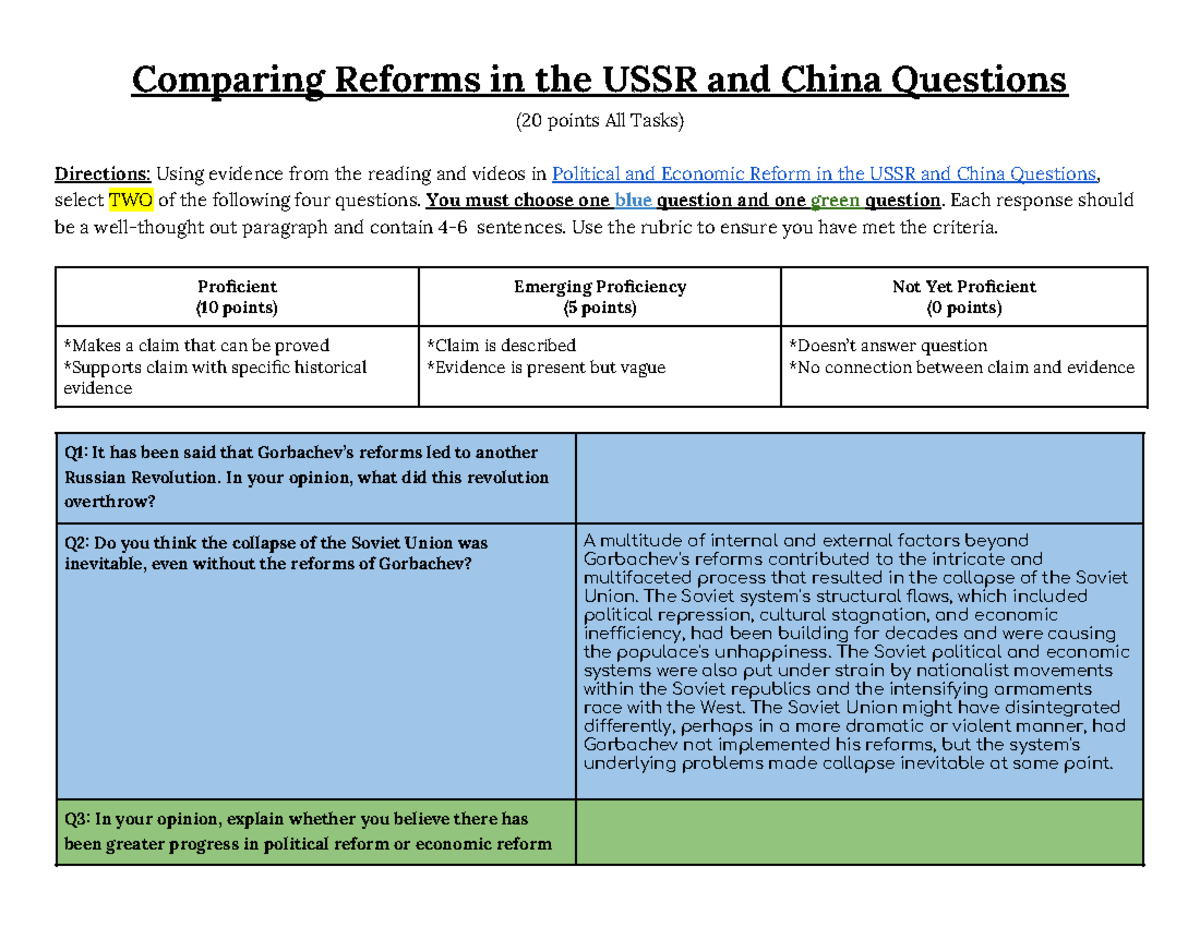 Torii Grant - Comparing Reforms in the USSR and China Questions - Week ...