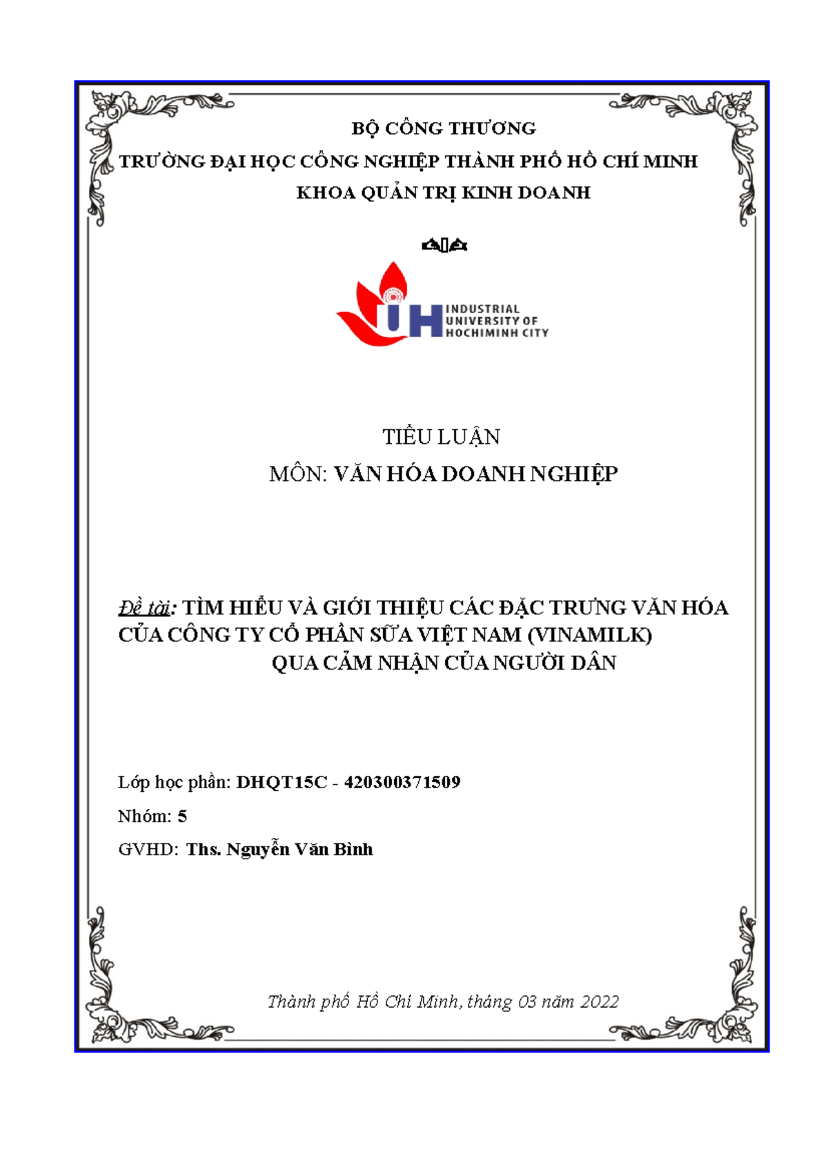 Chương 2 tiểu luận - sdvsdvsd - BỘ CÔNG THƯƠNG TRƯỜNG ĐẠI HỌC CÔNG ...