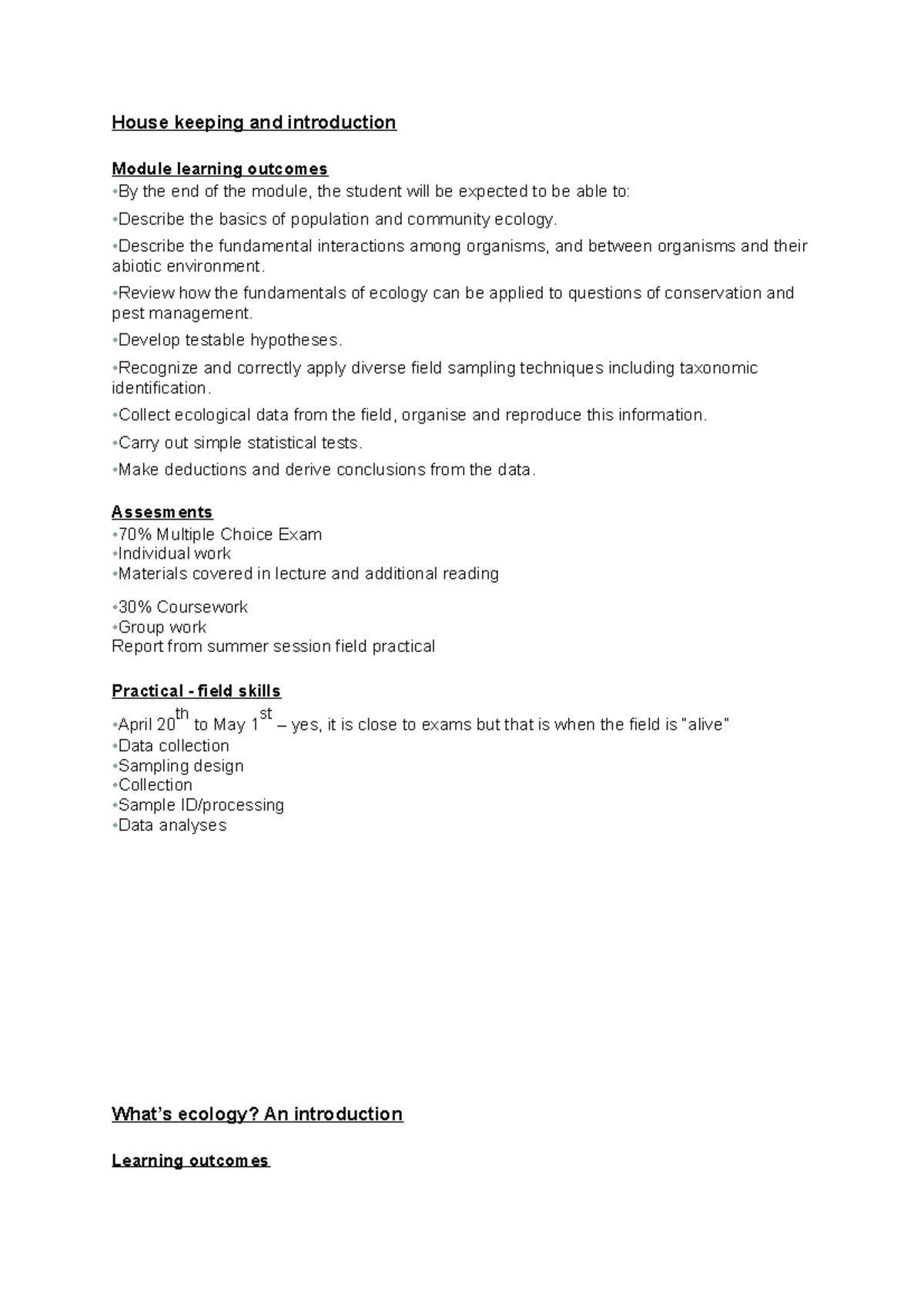 1. introduction - House keeping and introduction Module learning ...