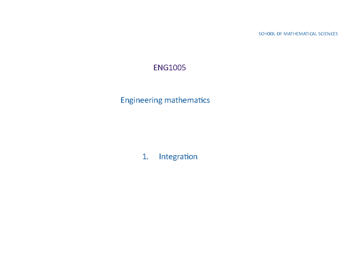 Engineering Mathematics - SCHOOL OF MATHEMATICAL SCIENCES ENG ...