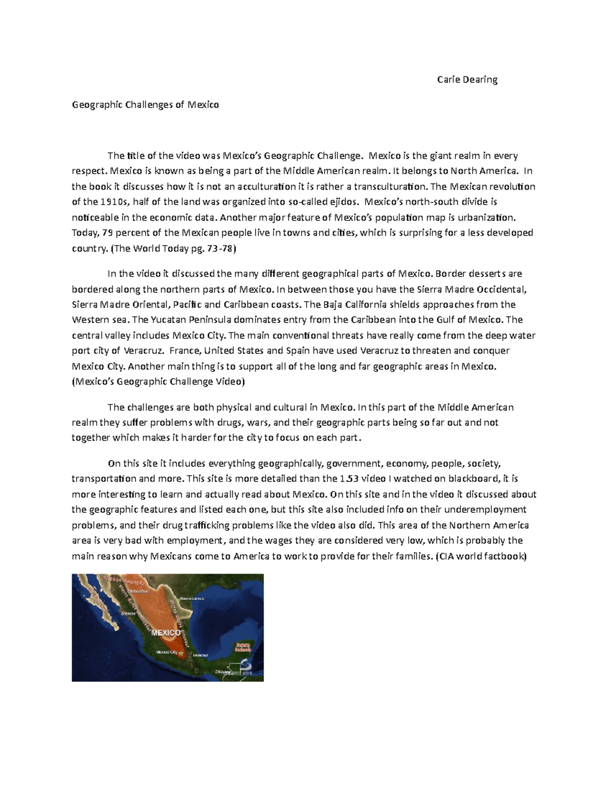 Geographic Challenges of Mexico - Carie Dearing Geographic Challenges ...