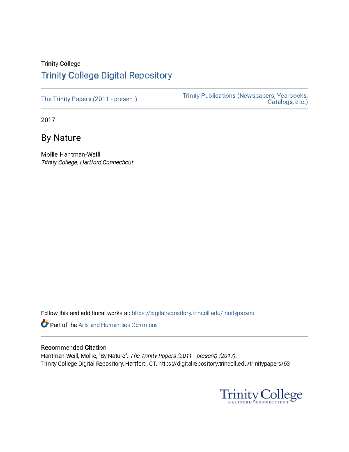 By Nature - Trinity CollegeTrinity College Trinity College Digital ...