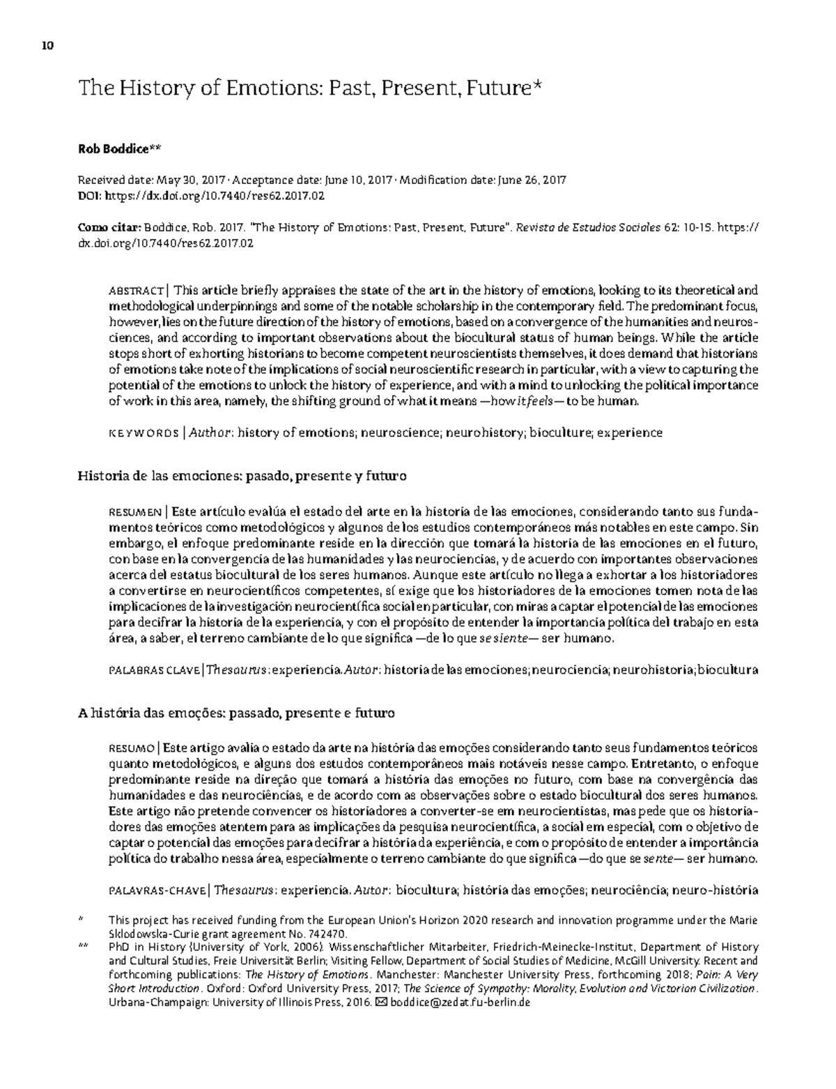 Boddice, R.- The history of emotions, past, present and future - 10 The ...