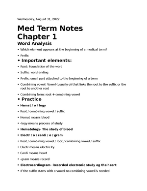 Med Terminology Chapter 3 - super/o: above, medi/o (medial, median ...