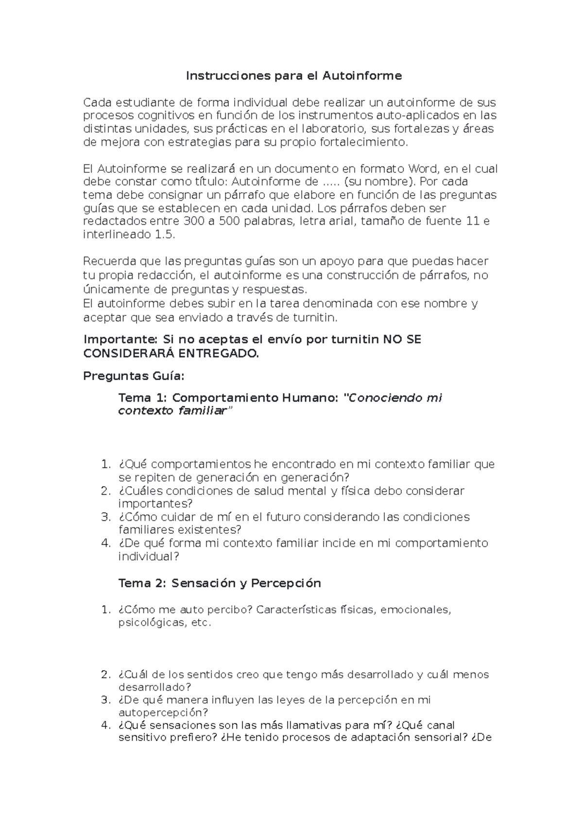 Instrucci Ã³nes Autoinforme Procesos Cognitivos - Instrucciones para el ...