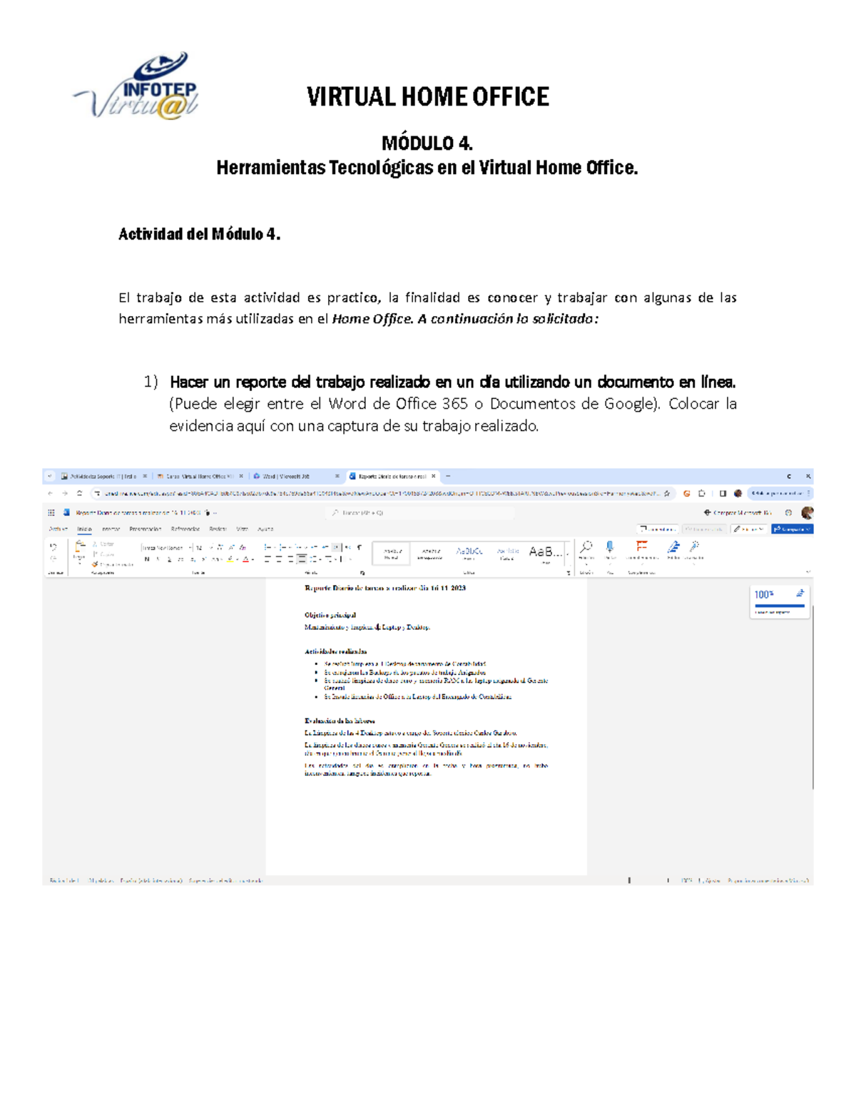 Actividad del Módulo 4 VHO Gregory Marmolejos - VIRTUAL HOME OFFICE MÓDULO 4. Herramientas - Studocu
