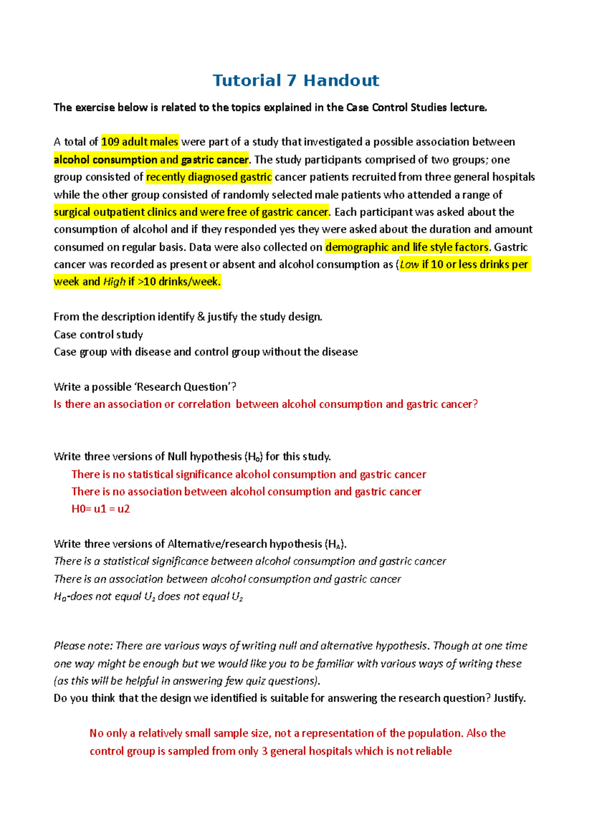 Tutorial 7 Handout Tutorial 7 Handout The Exercise Below Is Related To The Topics Explained In