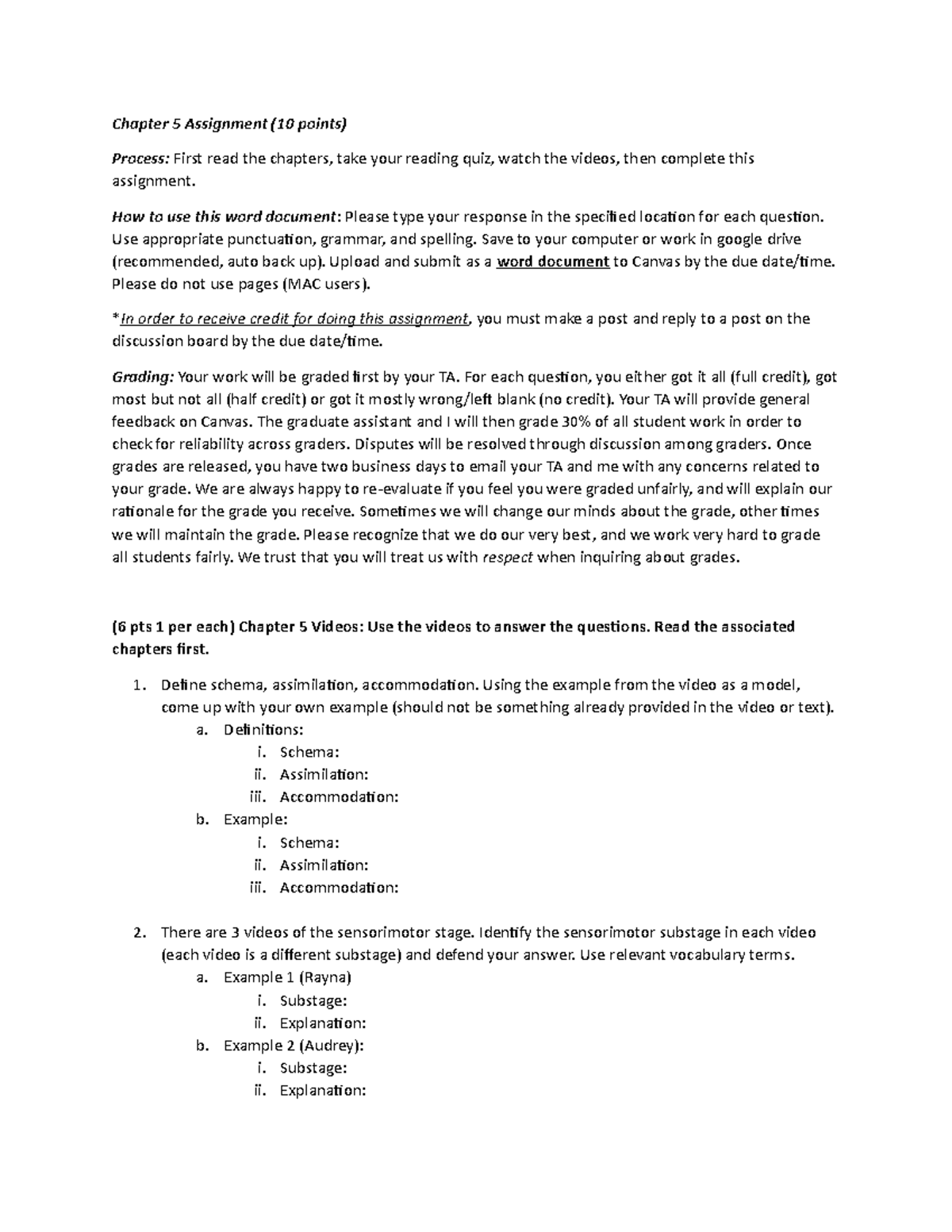 Chapter 5 assignment-2 - Chapter 5 Assignment (10 points) Process: First read the chapters, take ...