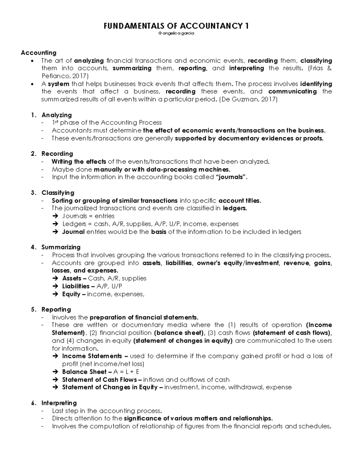 Fundamentals OF Accountancy 1 Reviewer (1ST Quarter) - C - FUNDAMENTALS ...