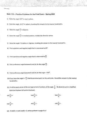 Practice Worksheet 4 - MTH 112 - Studocu
