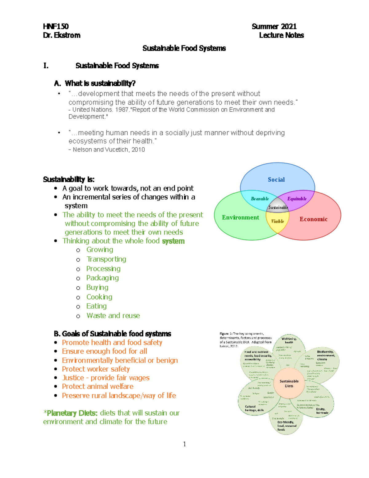 Week 3 Topic 3 Notes - Dr. Ekstrom Lecture Notes Sustainable Food ...