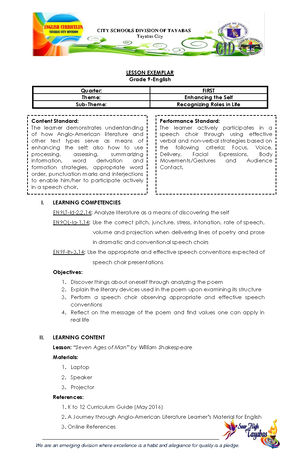 423170714 Unpacked Grade 10 Learning Competencies for English - K to 12 ...