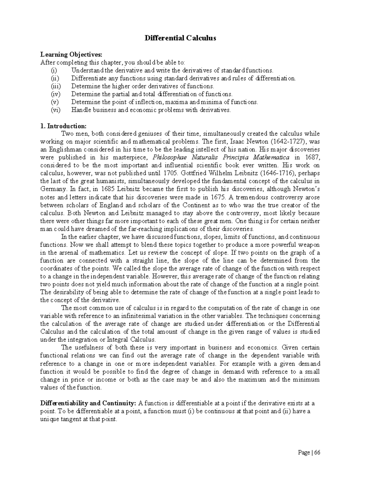 Differentiation - Differential Calculus Learning Objectives: After completing this chapter, you ...
