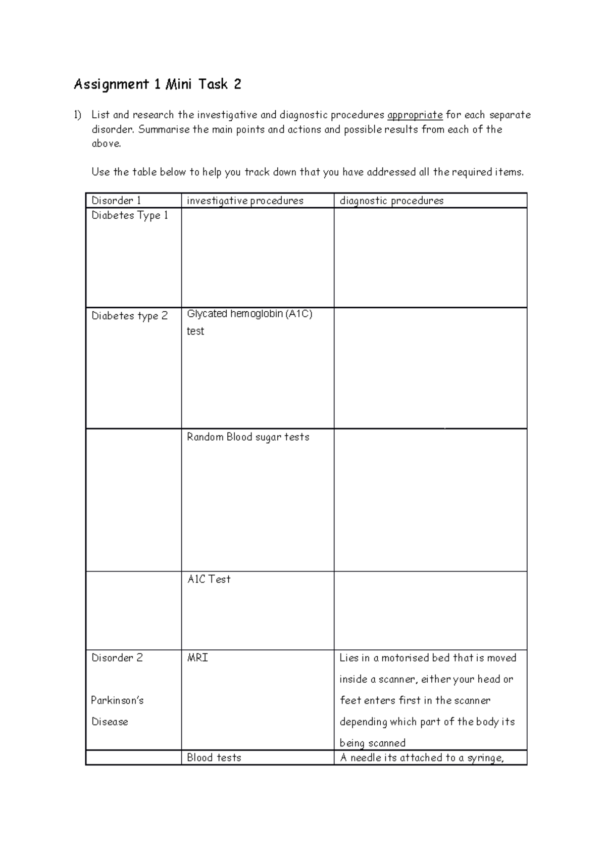 Assignment 1 Mini Task 2 - Assignment 1 Mini Task 2 List and research ...