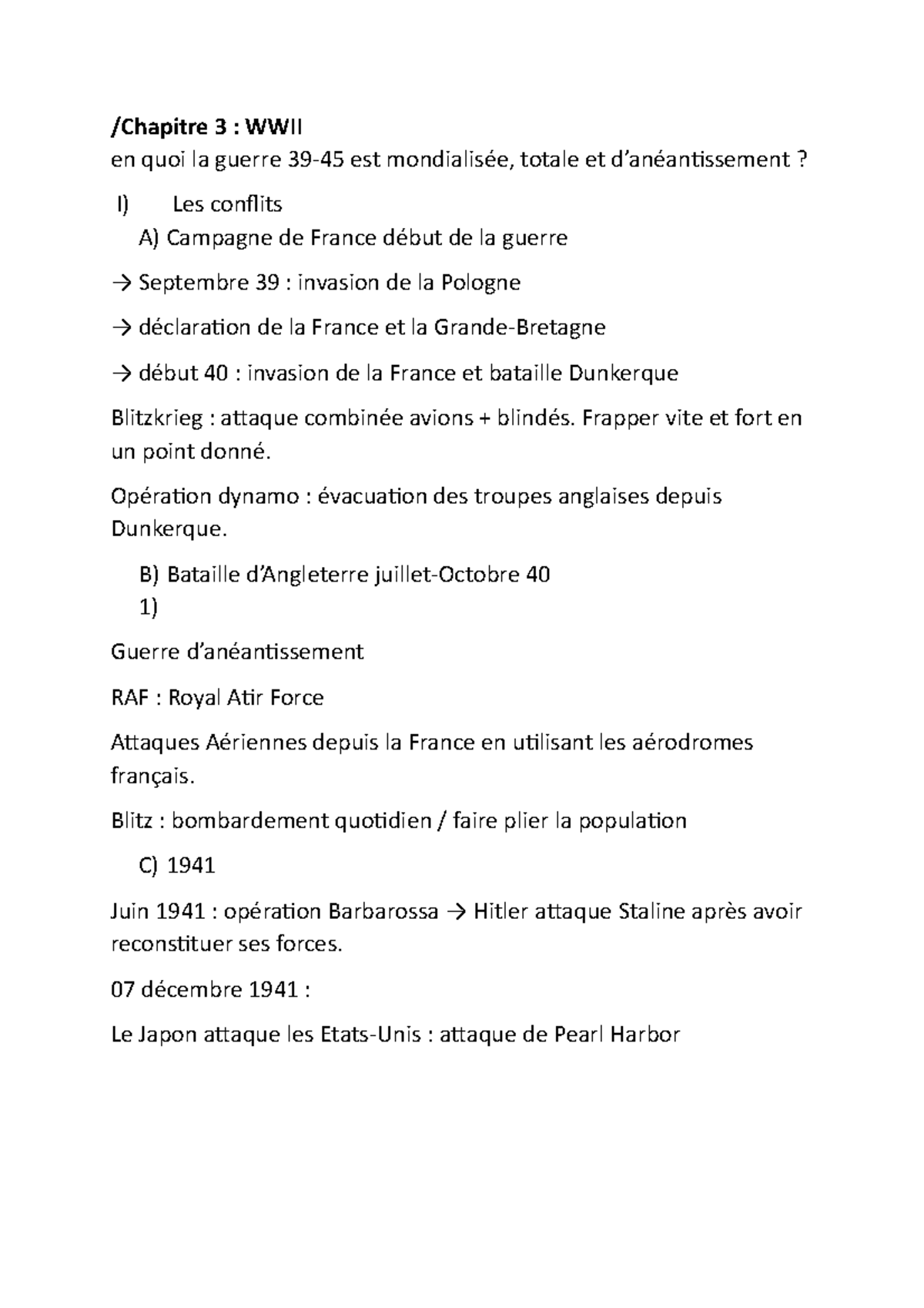 Chapitre 3 - cours 2ème guerre mondial - /Chapitre 3 : WWII en quoi la ...