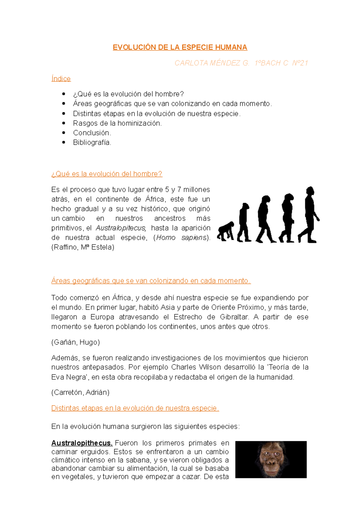 Evolución De La Especie Humana - Biología Evolutiva - URJC - Studocu