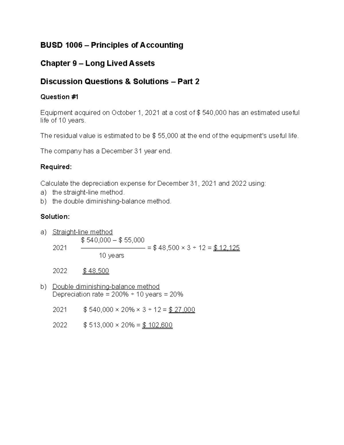 BUSD 1006 - Chapter 9 - Discussion Questions Solutions - Part 2 - BUSD ...