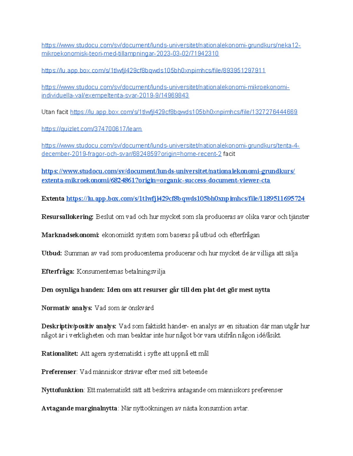 Begrepp mikroekonomi - studocu/sv/document/lunds-universitet/nationalekonomi-grundkurs/neka12 ...