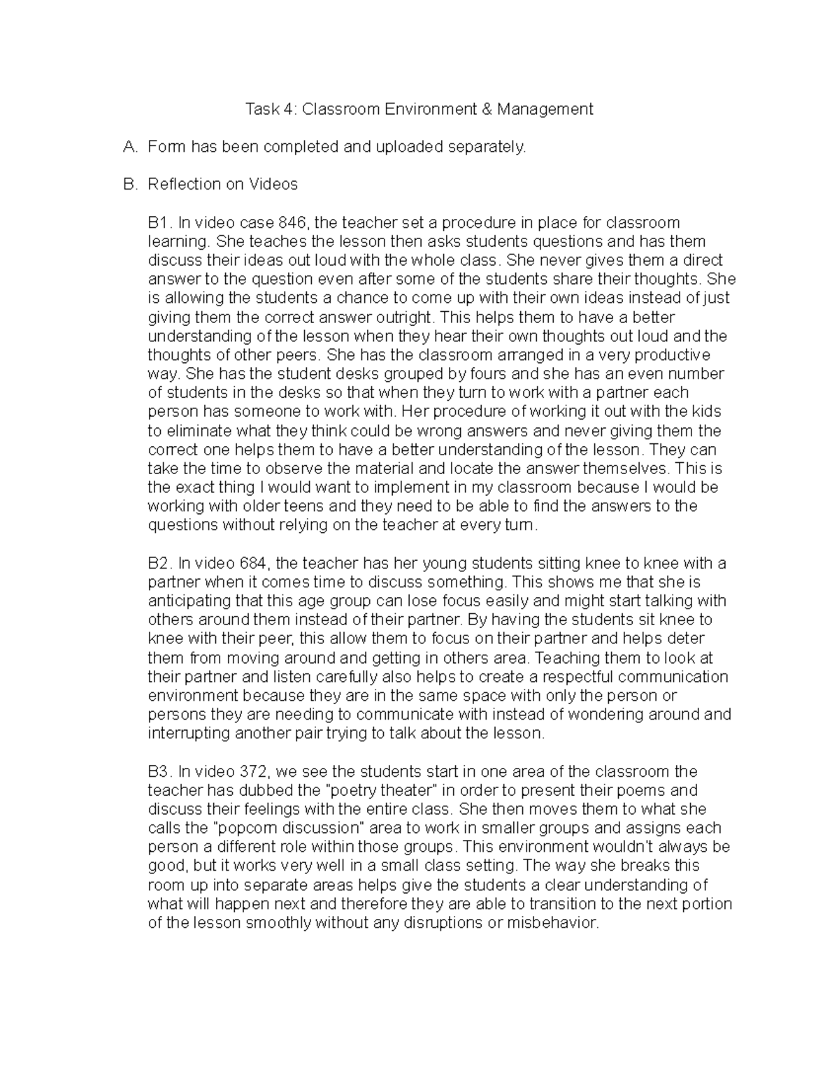 C572 - Task 4 Final Passing - Task 4: Classroom Environment ...