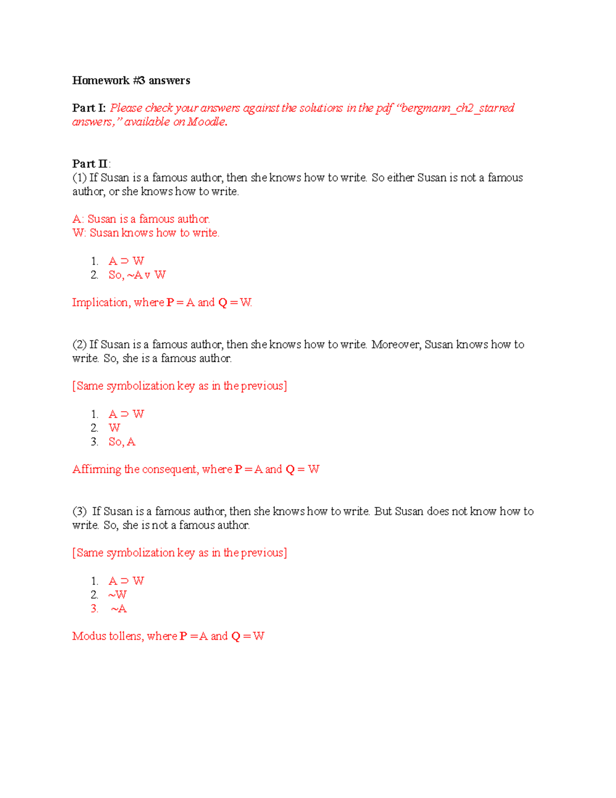 HW3 ans 2021 - ferns - Homework #3 answers Part I: Please check your answers against the ...