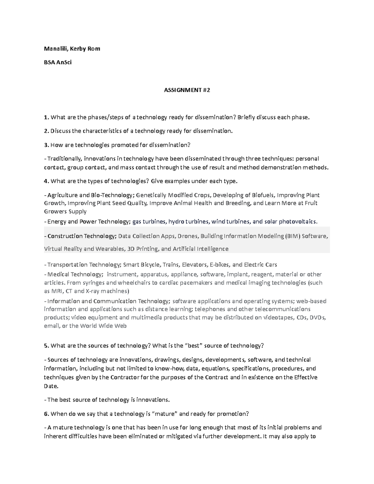 Manalili- Assignment 2 - Manalili, Kerby Rom BSA AnSci ASSIGNMENT ...
