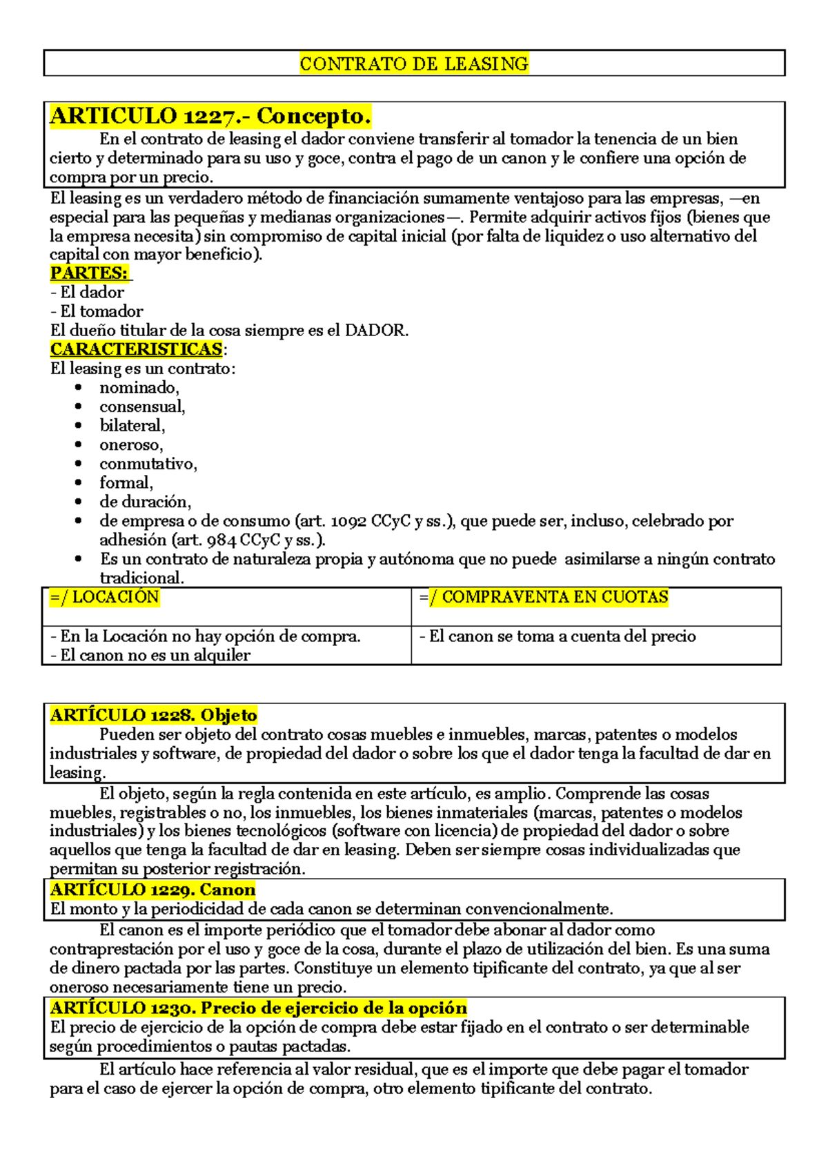 Contrato DE Leasing - Apuntes 11 - CONTRATO DE LEASING ARTICULO 1227 ...