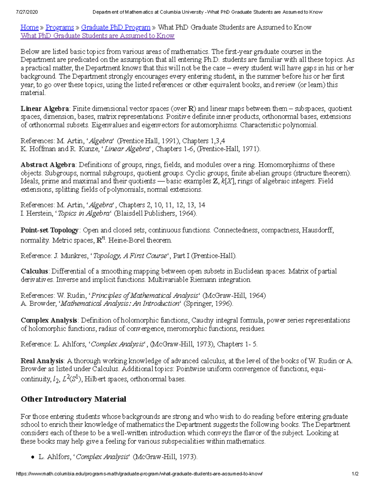 What Ph D Graduate Students are Assumed to Know - - Studocu