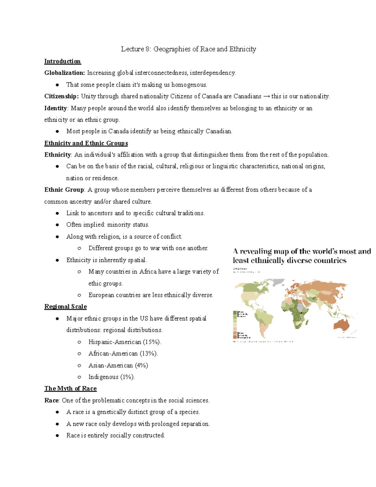 Lecture 8 Geographies of Race and Ethnicity - Lecture 8: Geographies of Race and Ethnicity - Studocu