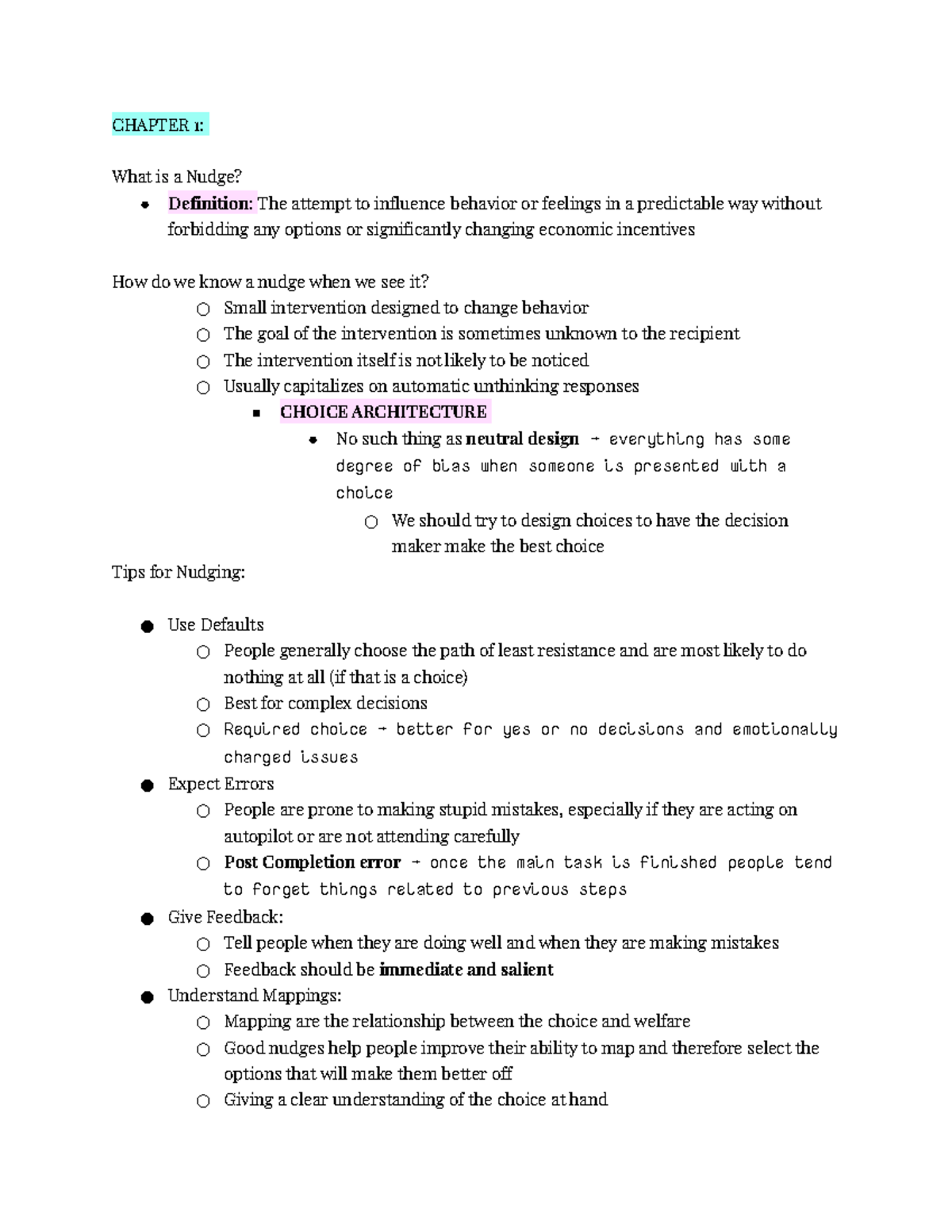 Nudge Psych TEST 1 - CHAPTER 1: What is a Nudge? Definition: The ...