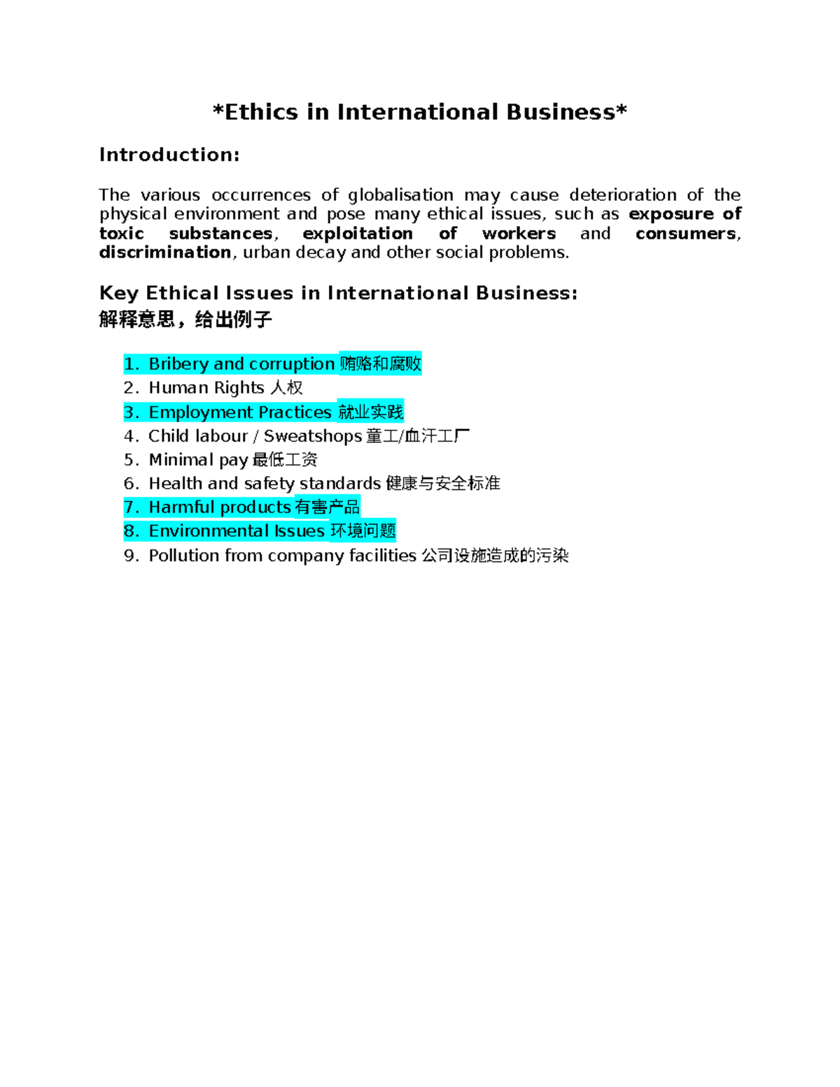 IB - Help these help you in exam - Ethics in International Business ...