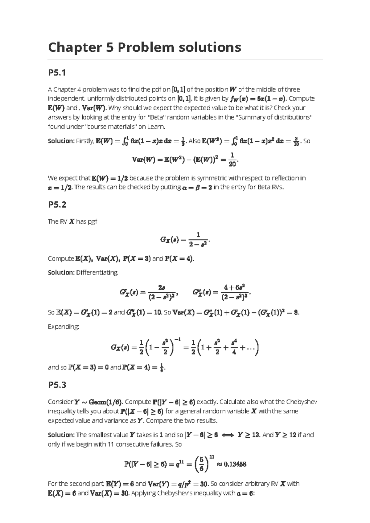 Week 5 Problems sol - Chapter 5 Problem solutions P5. A Chapter 4 ...