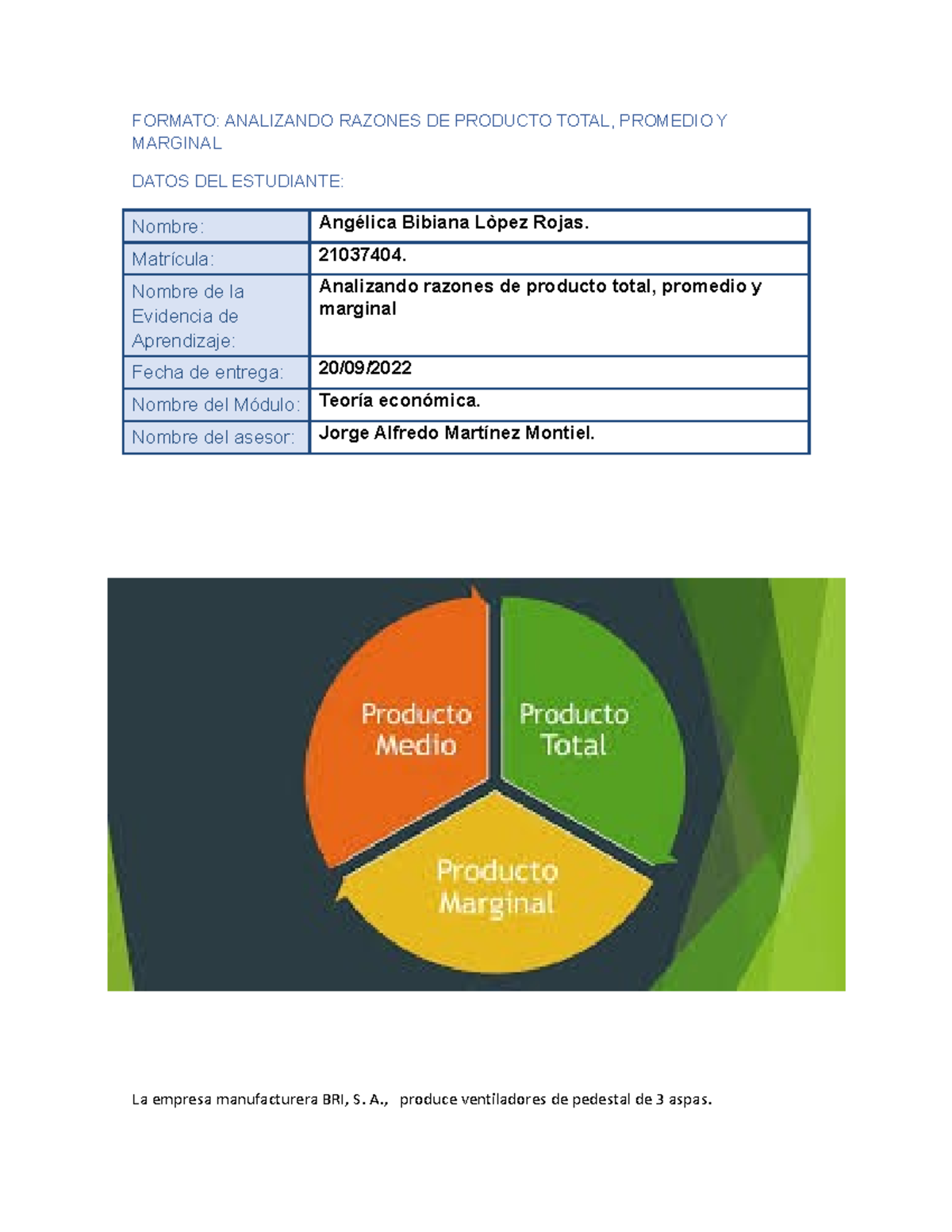 Analizando razones de producto total - FORMATO: ANALIZANDO RAZONES DE ...