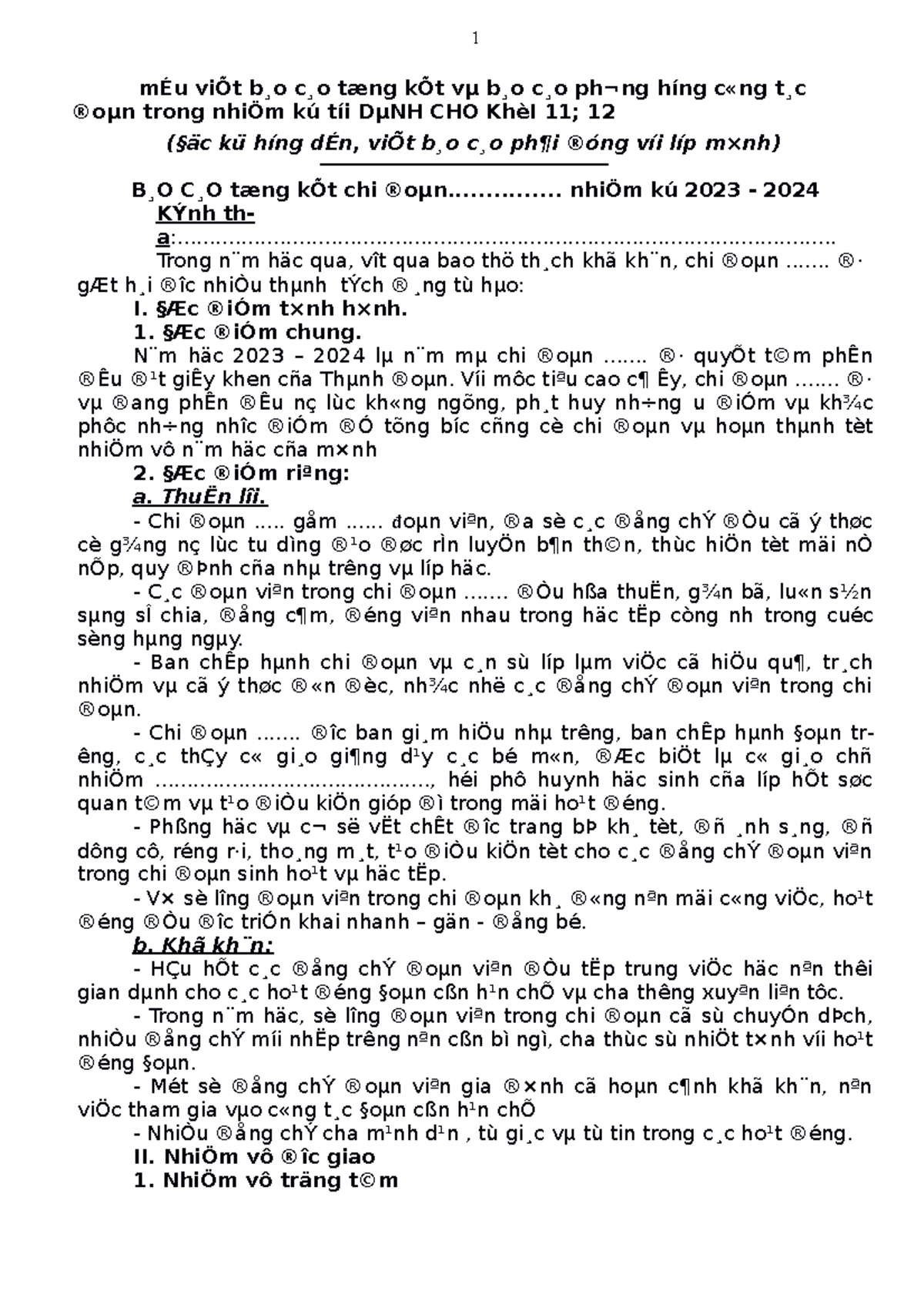 Hướng dẫn tổ chức ĐH Chi đoàn 2022 - mÉu viÕt b ̧o c ̧o tæng kÕt vμ b ̧o c ̧o ph¬ng híng c«ng t ...