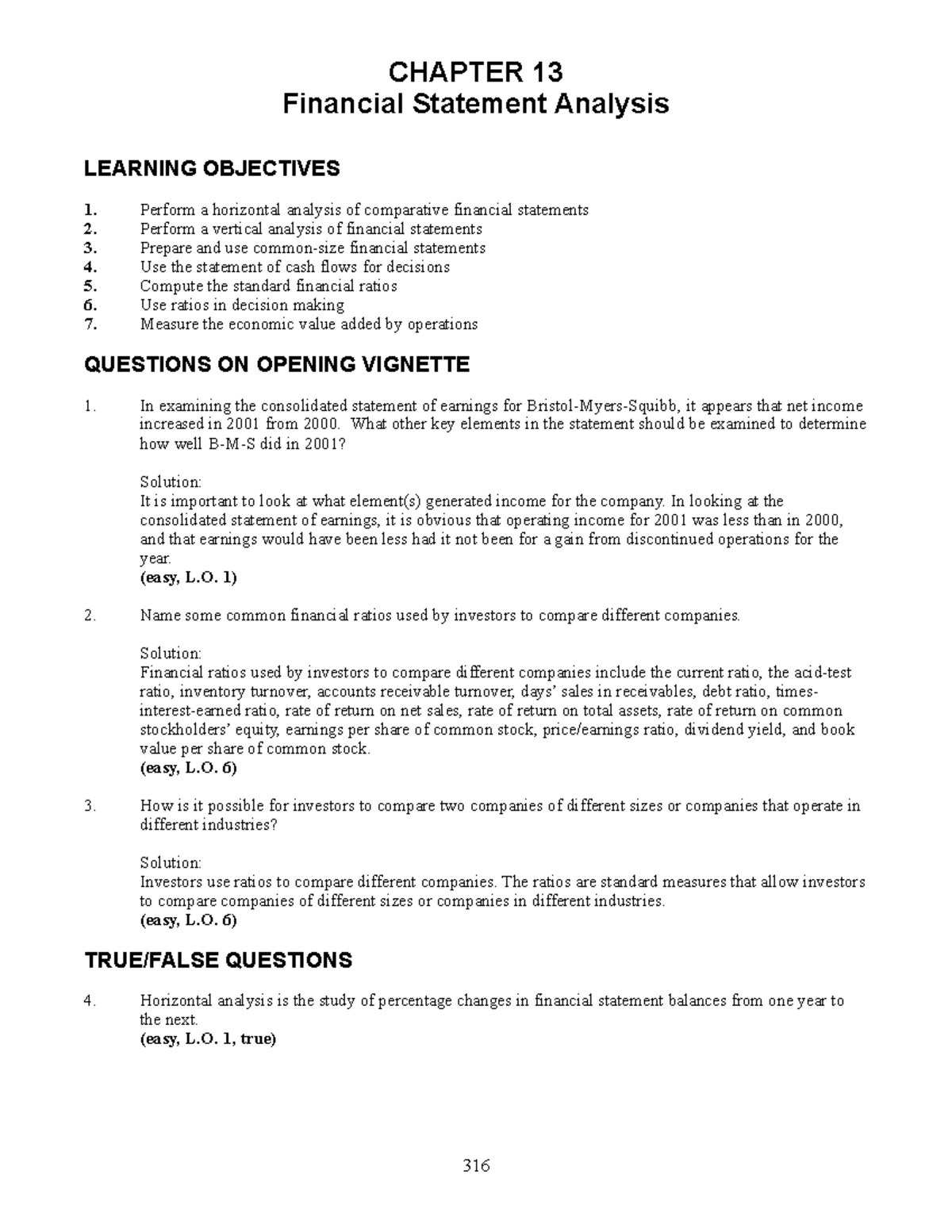 Tifch 13 - CHAPTER 13 Financial Statement Analysis LEARNING OBJECTIVES ...