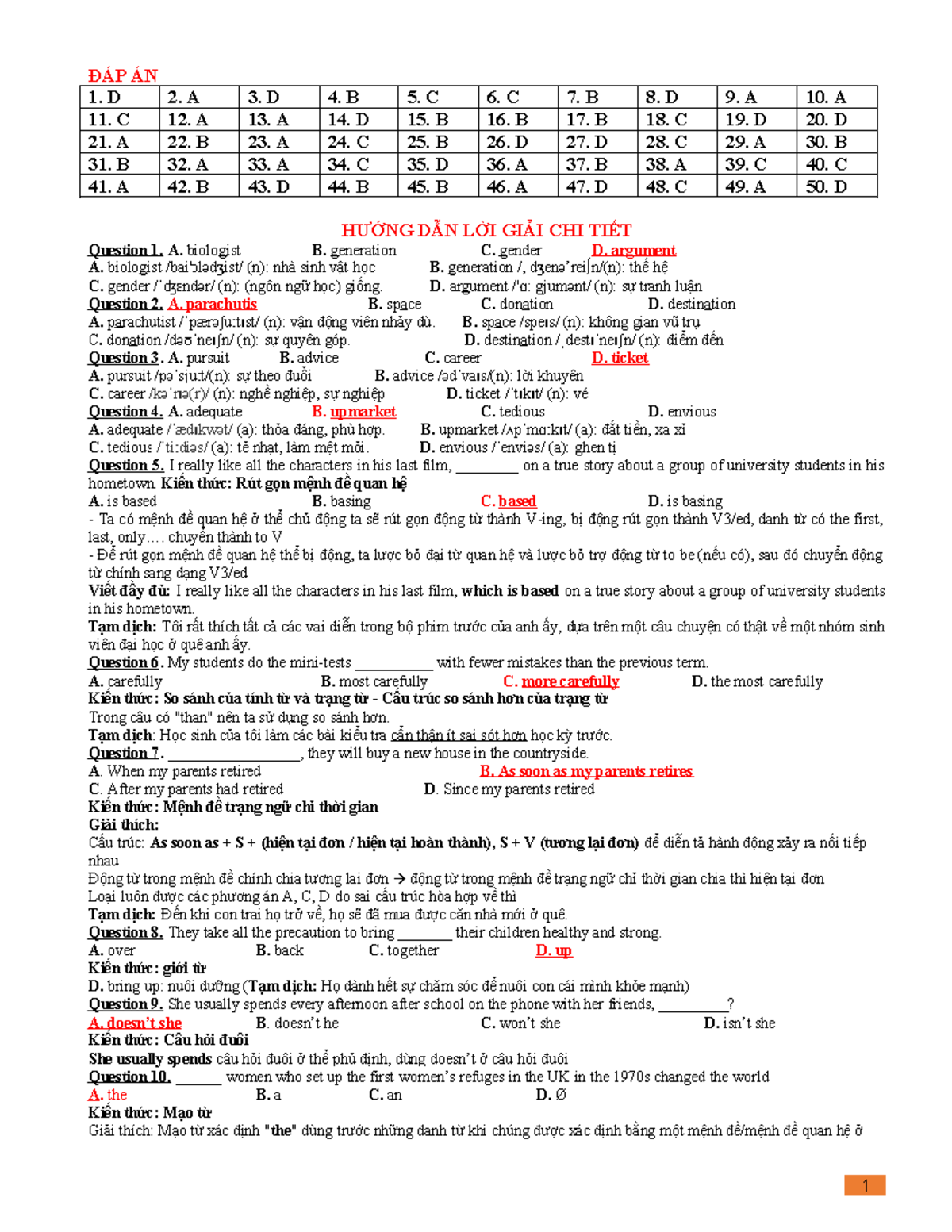 Hhhhbdbdjjejejejejejejej - ĐÁP ÁN 1. D 2. A 3. D 4. B 5. C 6. C 7. B 8 ...