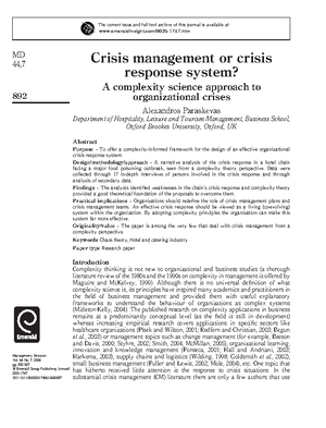 Crisis management or crisis system - Crisis management or crisis ...