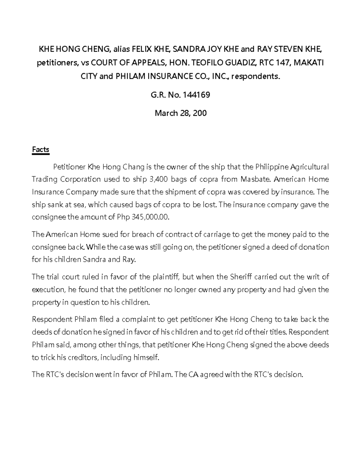 Case Digest KHE HONG CHENG, alias FELIX KHE, SANDRA JOY KHE and RAY ...