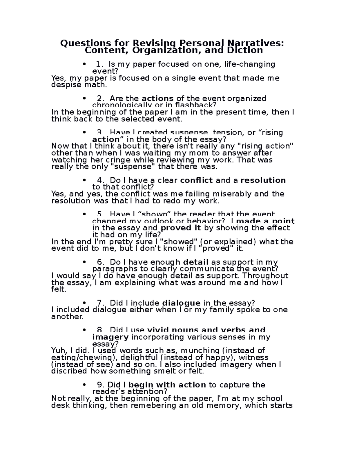 1.3.T Creative Writing - Questions for Revising - Questions for ...