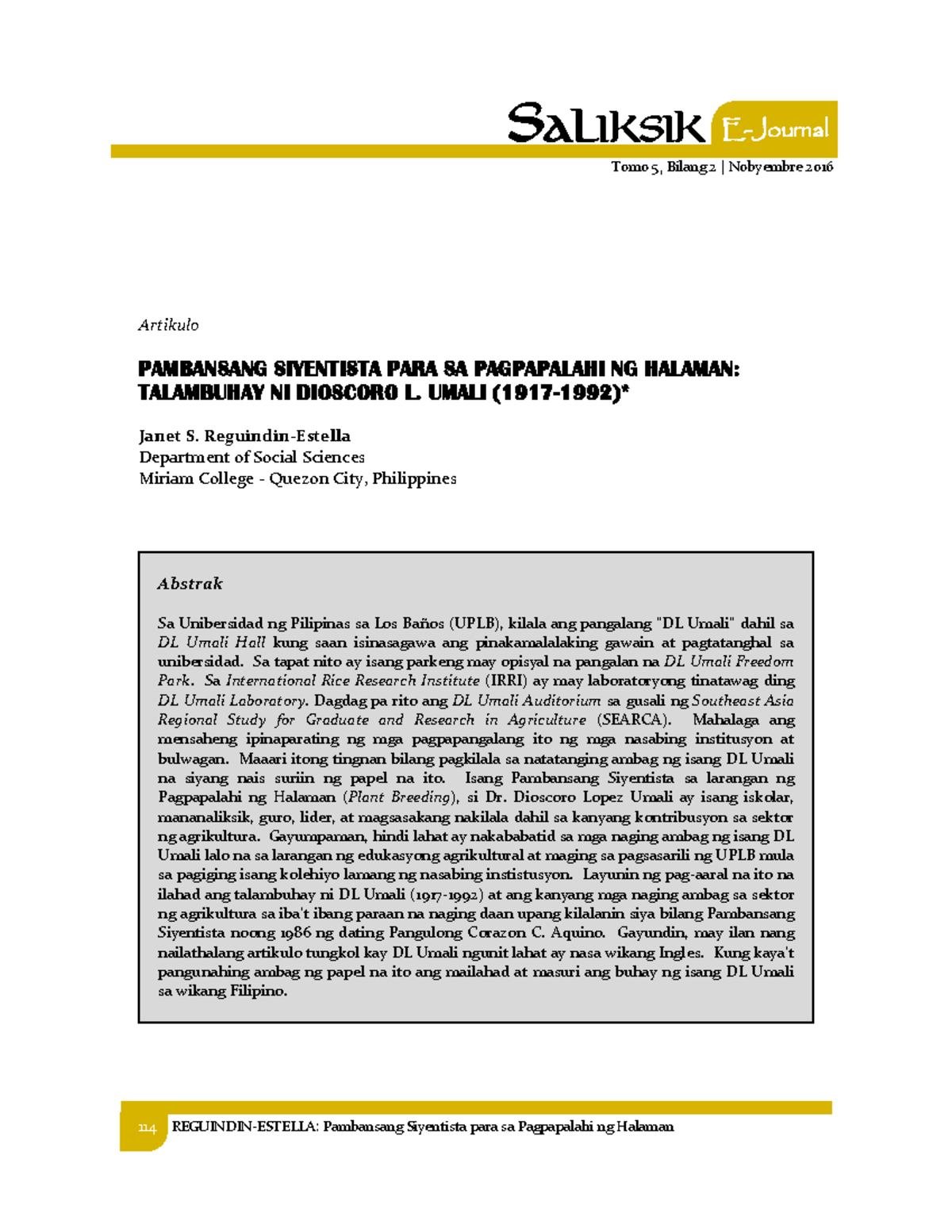 Open Dioscoro L Umali 1917-1992 - Tomo 5, Bilang 2 | Nobyembre 2016 ...