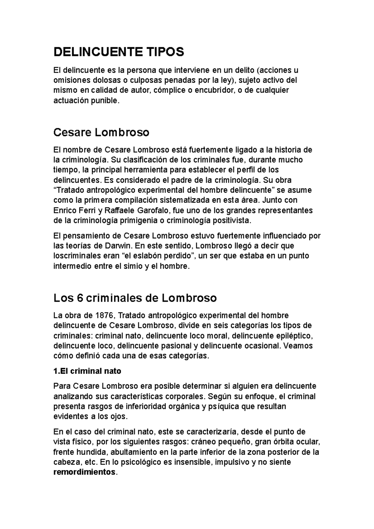 Delicuentes - Tipos - Criminología - DELINCUENTE TIPOS El delincuente ...