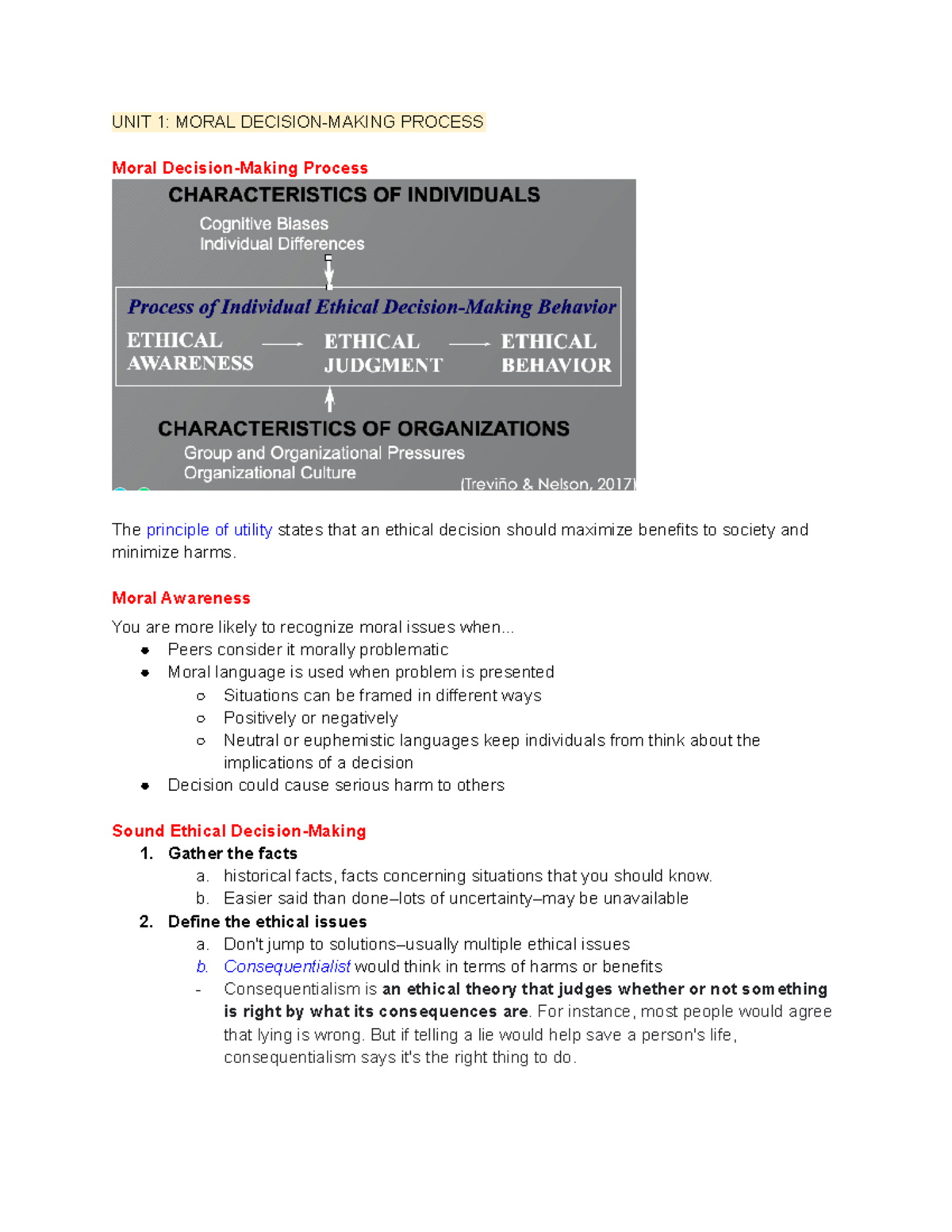 BA-300 ppt lecture notes - UNIT 1: MORAL DECISION-MAKING PROCESS Moral ...