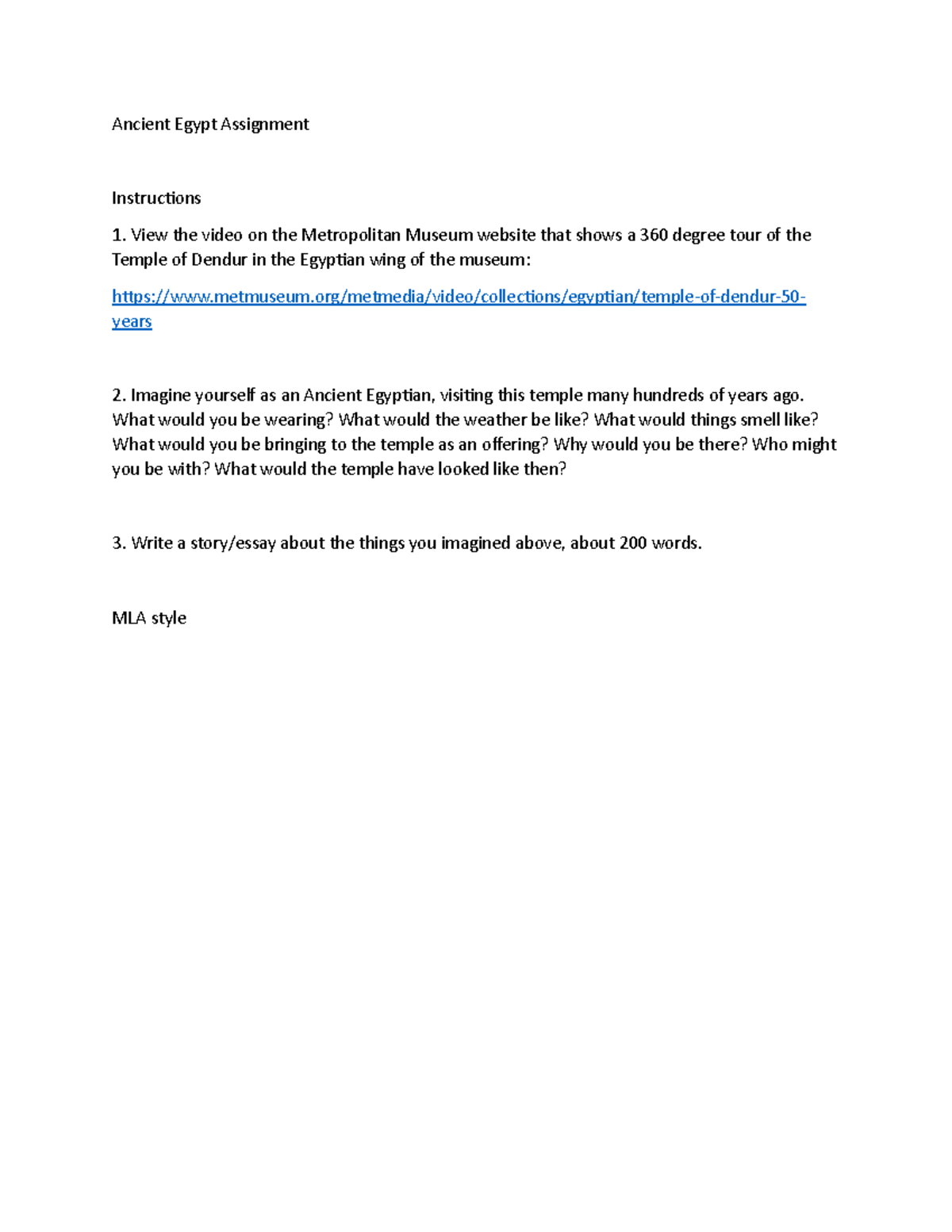 Artt 107 2 egypt dendur 2 - Ancient Egypt Assignment Instructions View ...