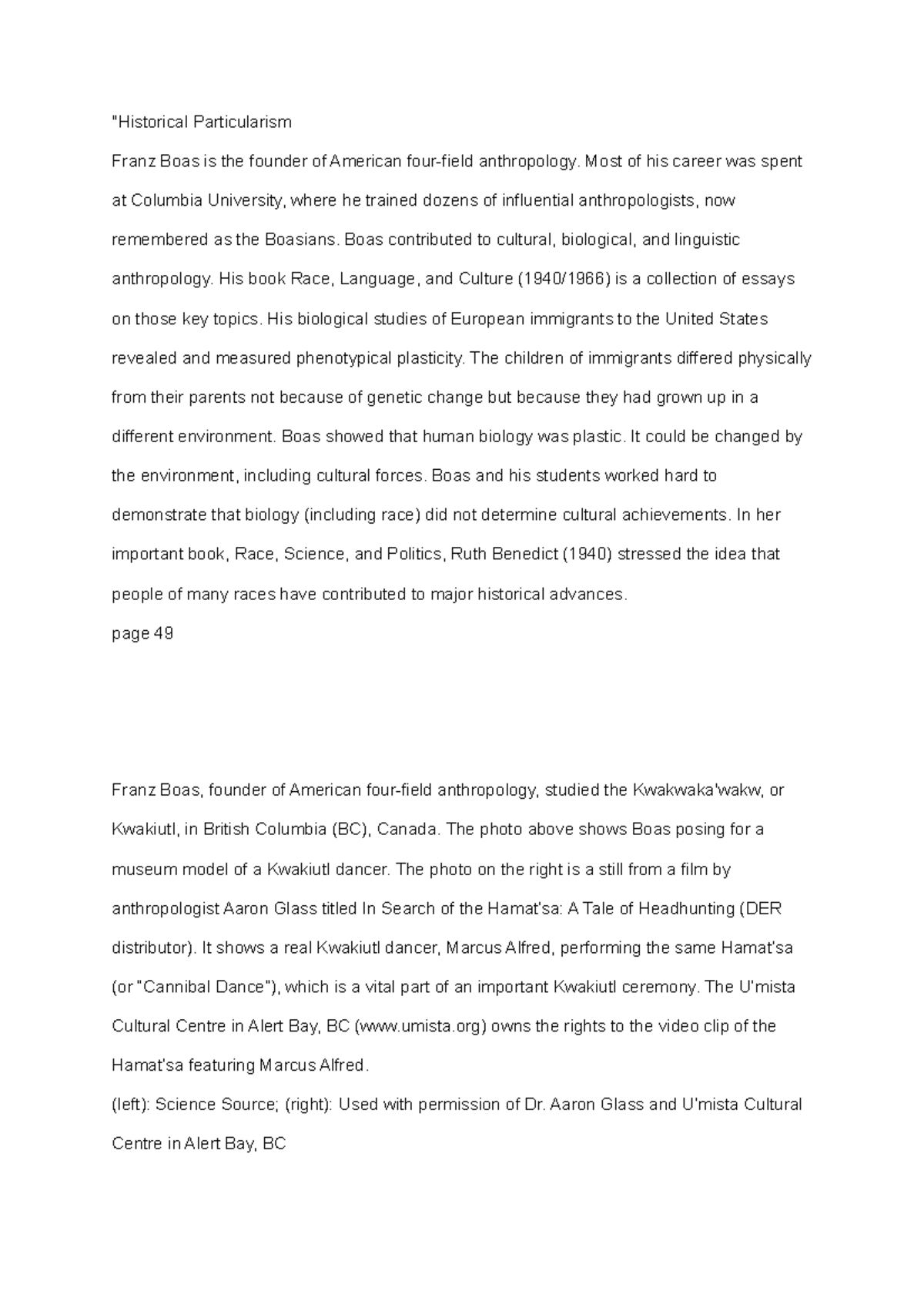 Chapter 2 3 - coursework - "Historical Particularism Franz Boas is the ...