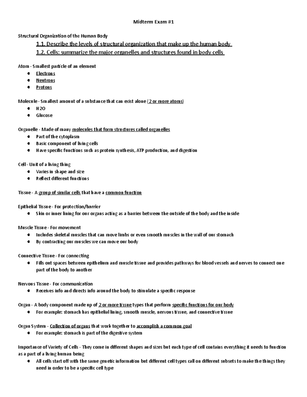 Midterm Exam #1 with Carnegie - Midterm Exam Structural Organization of ...