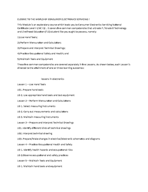 Consumer Electronics Servicing TG - K to 12 BASIC EDUCATION CURRICULUM ...