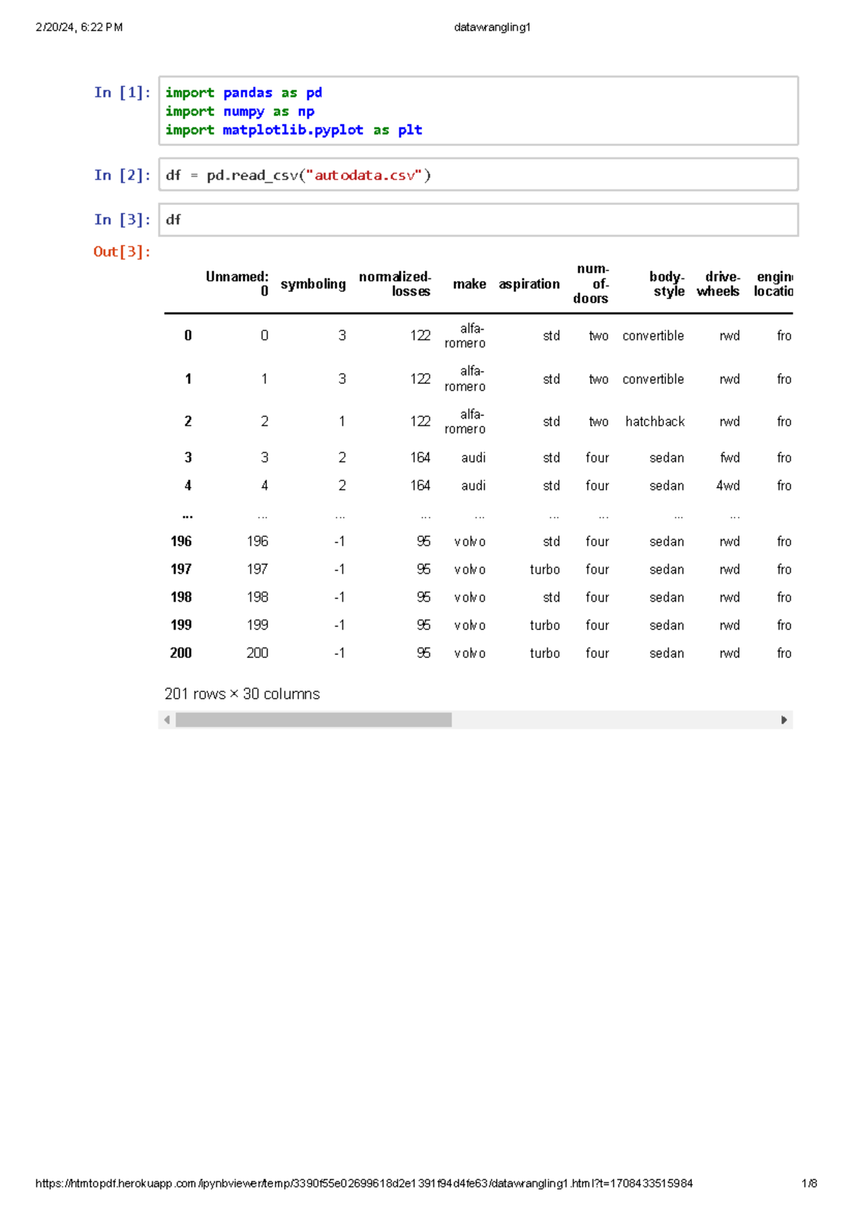 Datawrangling 1new - No description - In [1]: import pandas as pd ...