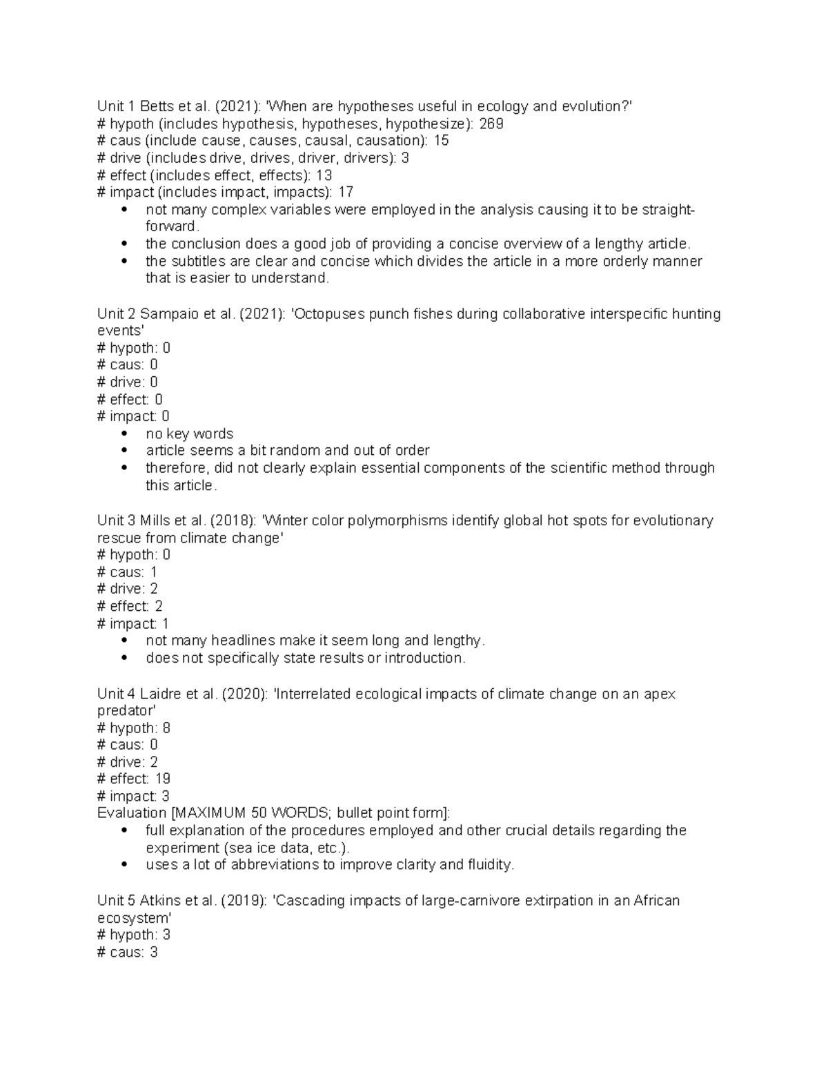 Biol2060 Final Exam Q1 2022 - Unit 1 Betts et al. (2021): 'When are ...