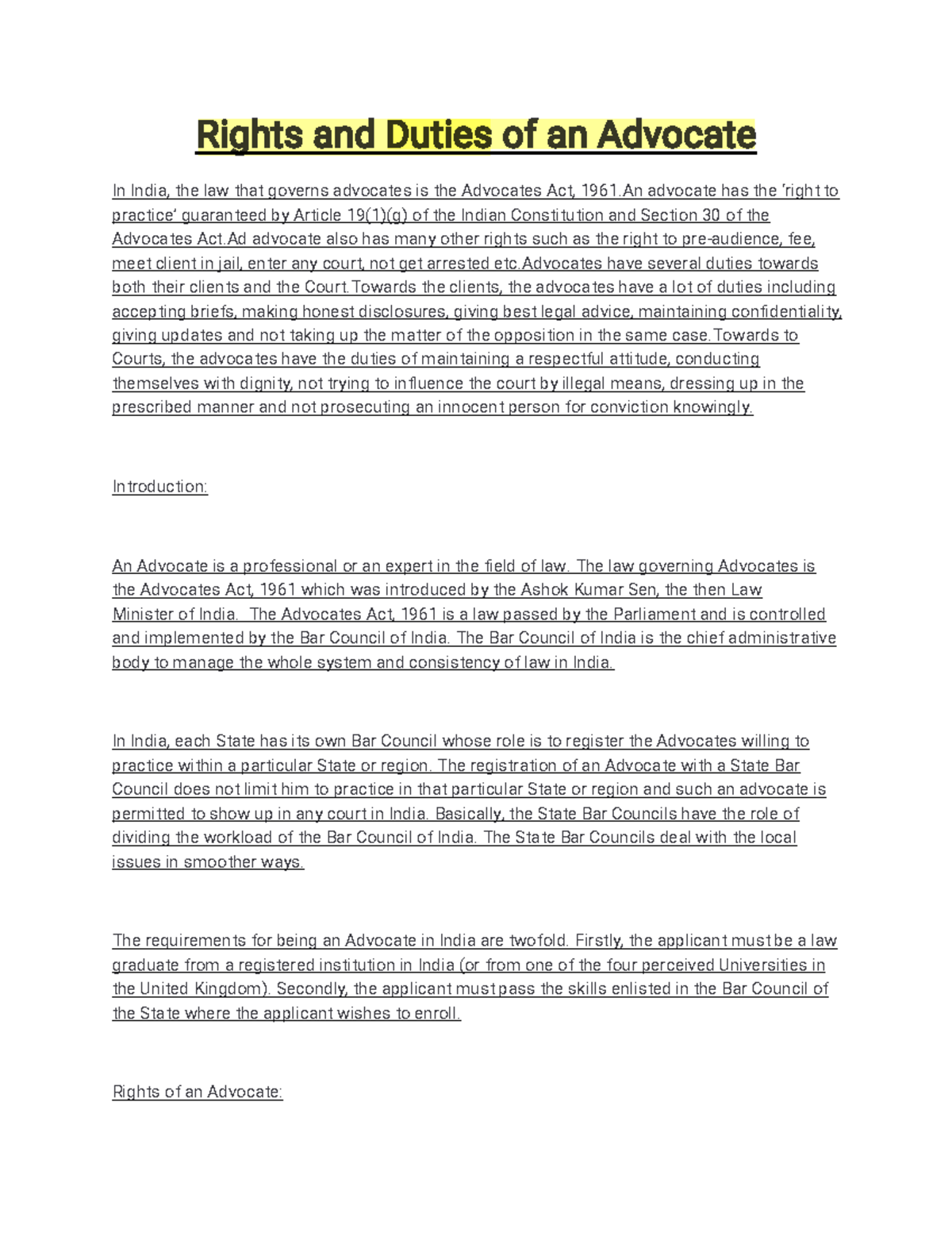 Rights and Duti-WPS Office - Rights and Duties of an Advocate In India ...