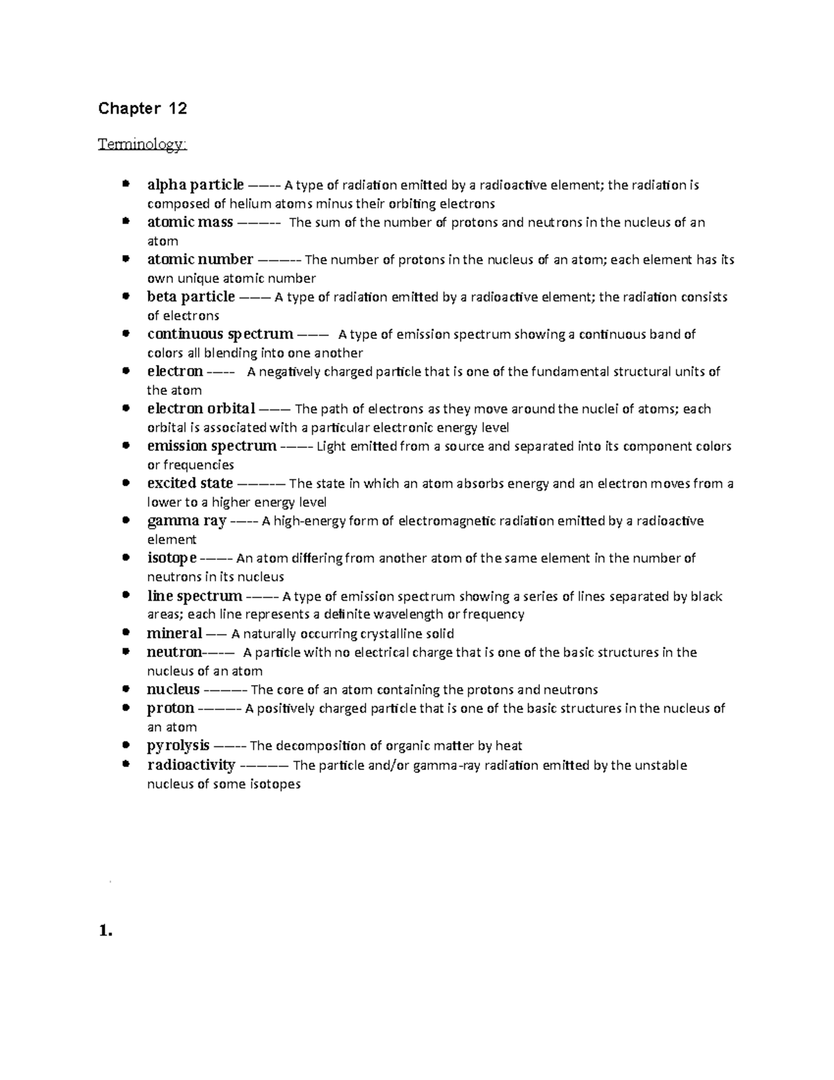 Forensic Science CHAP 12 - Chapter 12 Terminology: alpha particle ...